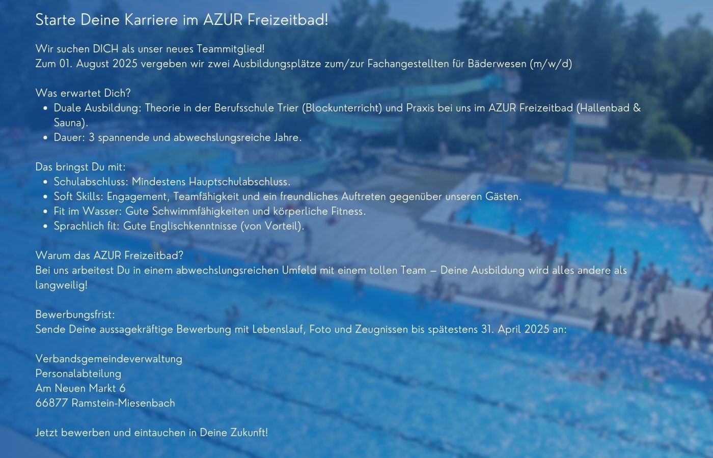 Jobs - Freizeitbad Azur